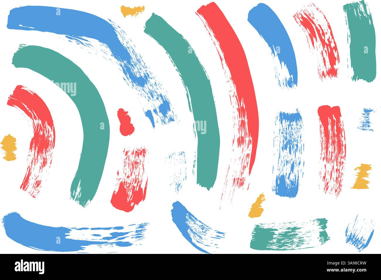 Colorful dye wavy brush stroke lines. Hand drawn vector squiggles ...