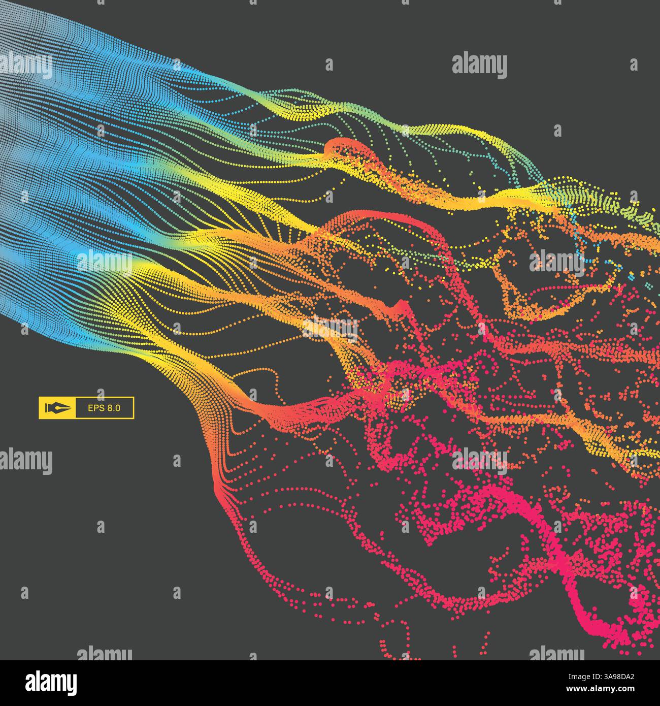 Array with Dynamic Emitted Particles. Water Splash Imitation. Abstract Background. Vector ...
