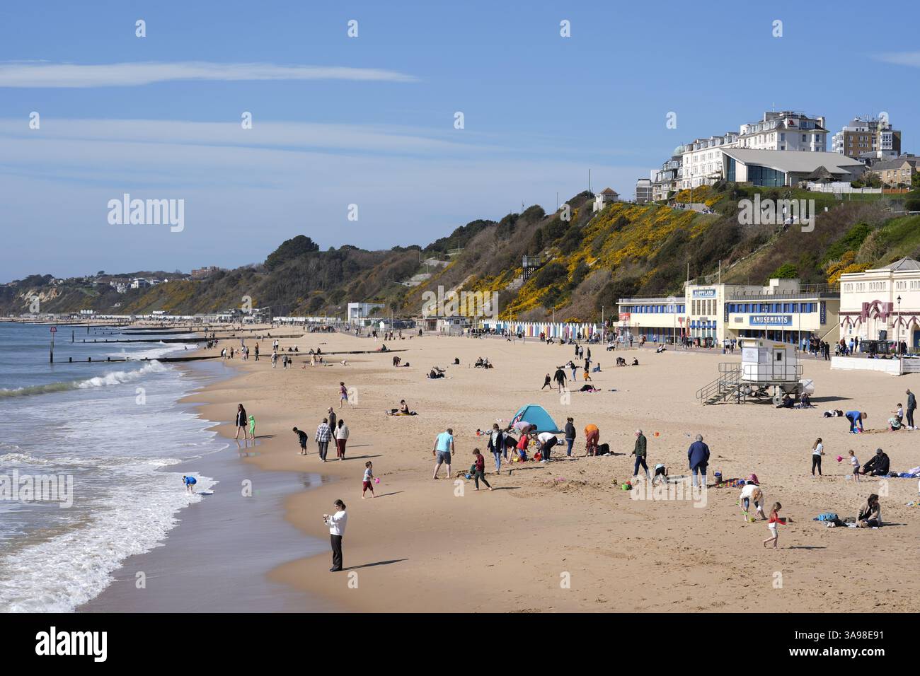 People enjoying the spring sunshine on Bournemouth beach. Picture date ...