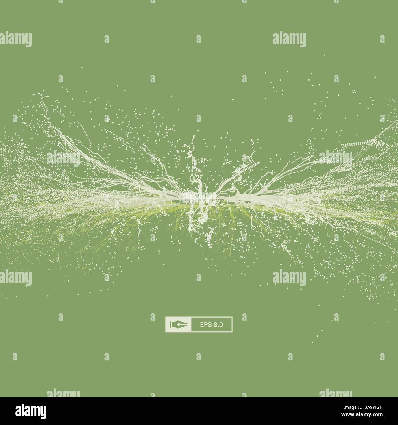 Point Explode. Array with Dynamic Emitted Particles. 3D Technology Style. Abstract Background ...