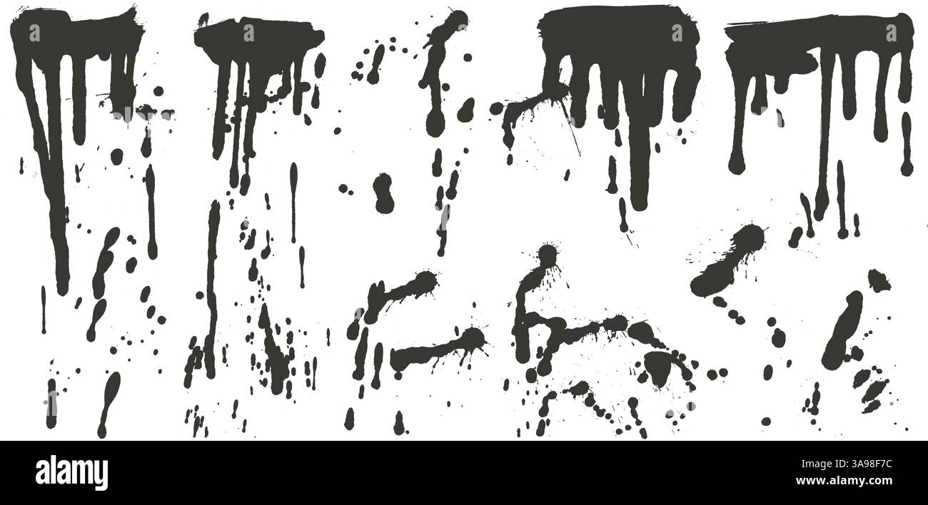 Ink silhouette paint liquid aerosol splotches. Vector spray splashes ...