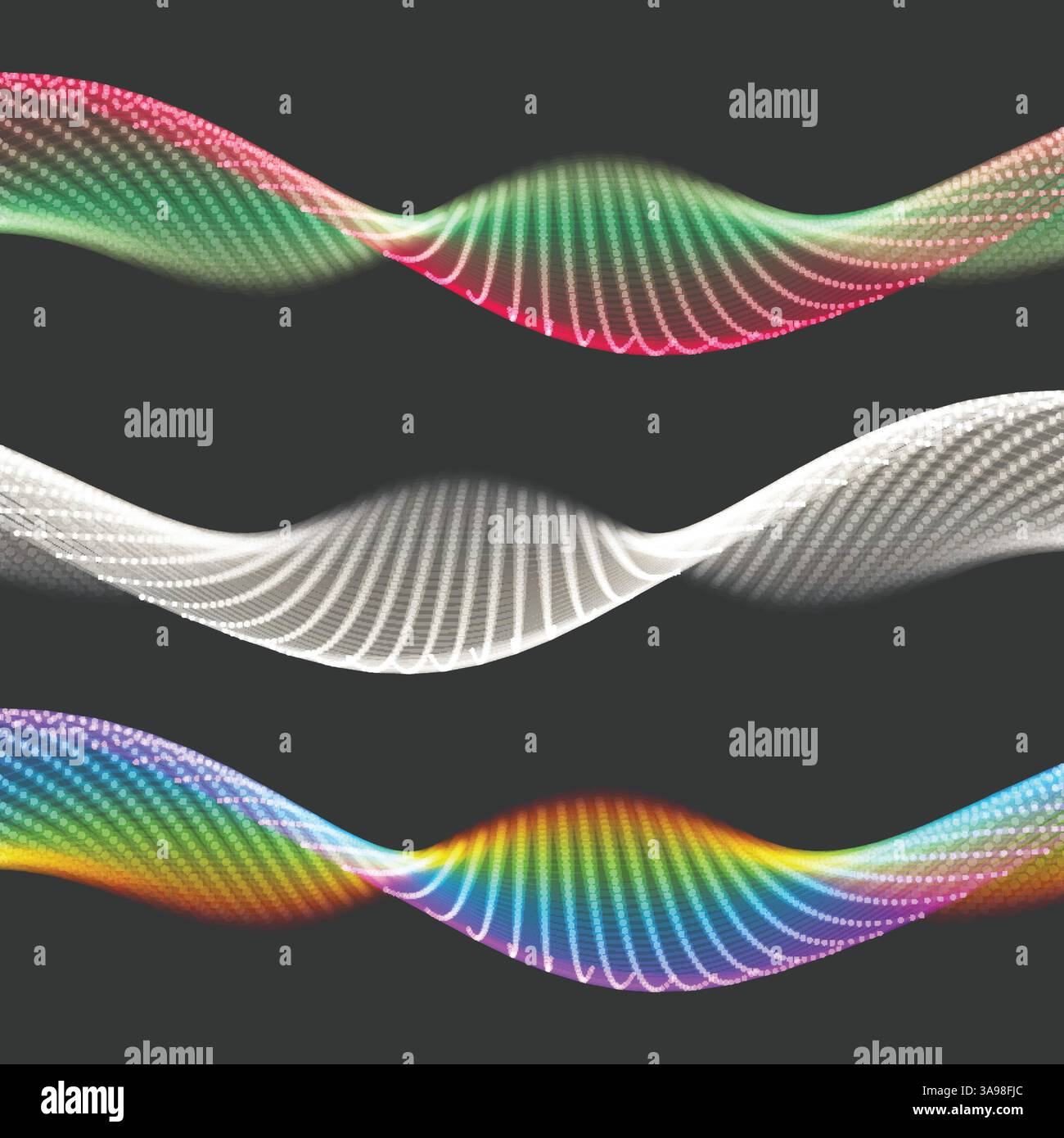 Wave with Connected Lines and Dots. Glowing Grid. Connection Structure ...