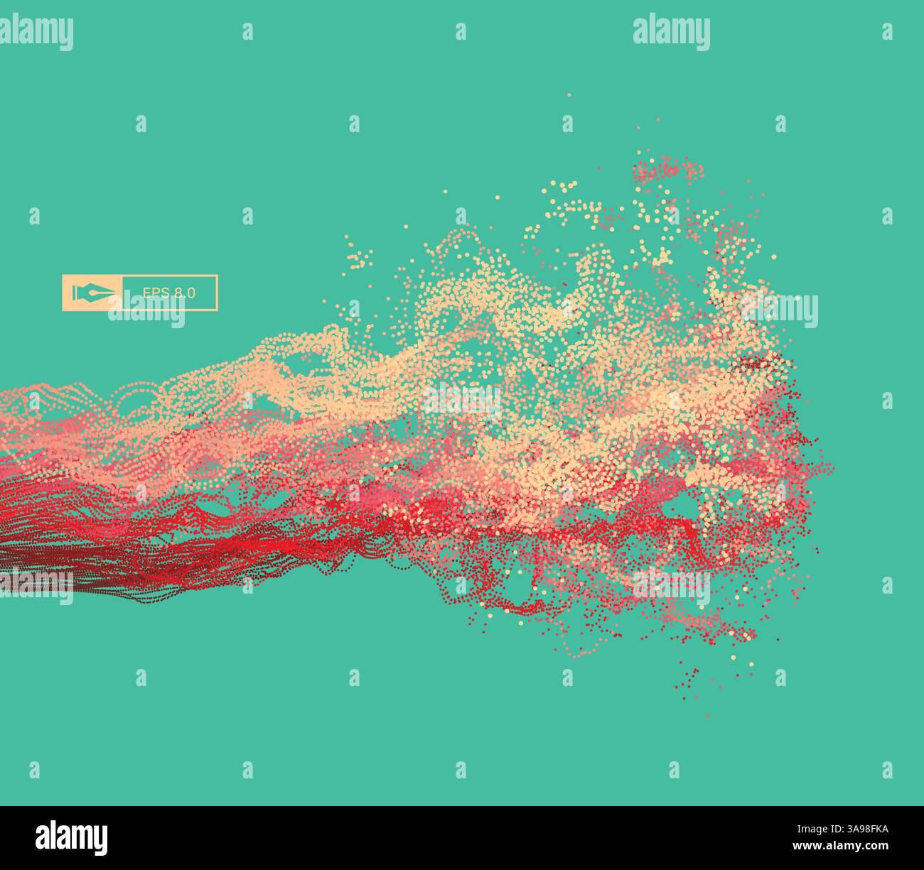 Point Explode. Array with Dynamic Emitted Particles. 3D Technology Style. Abstract Background ...