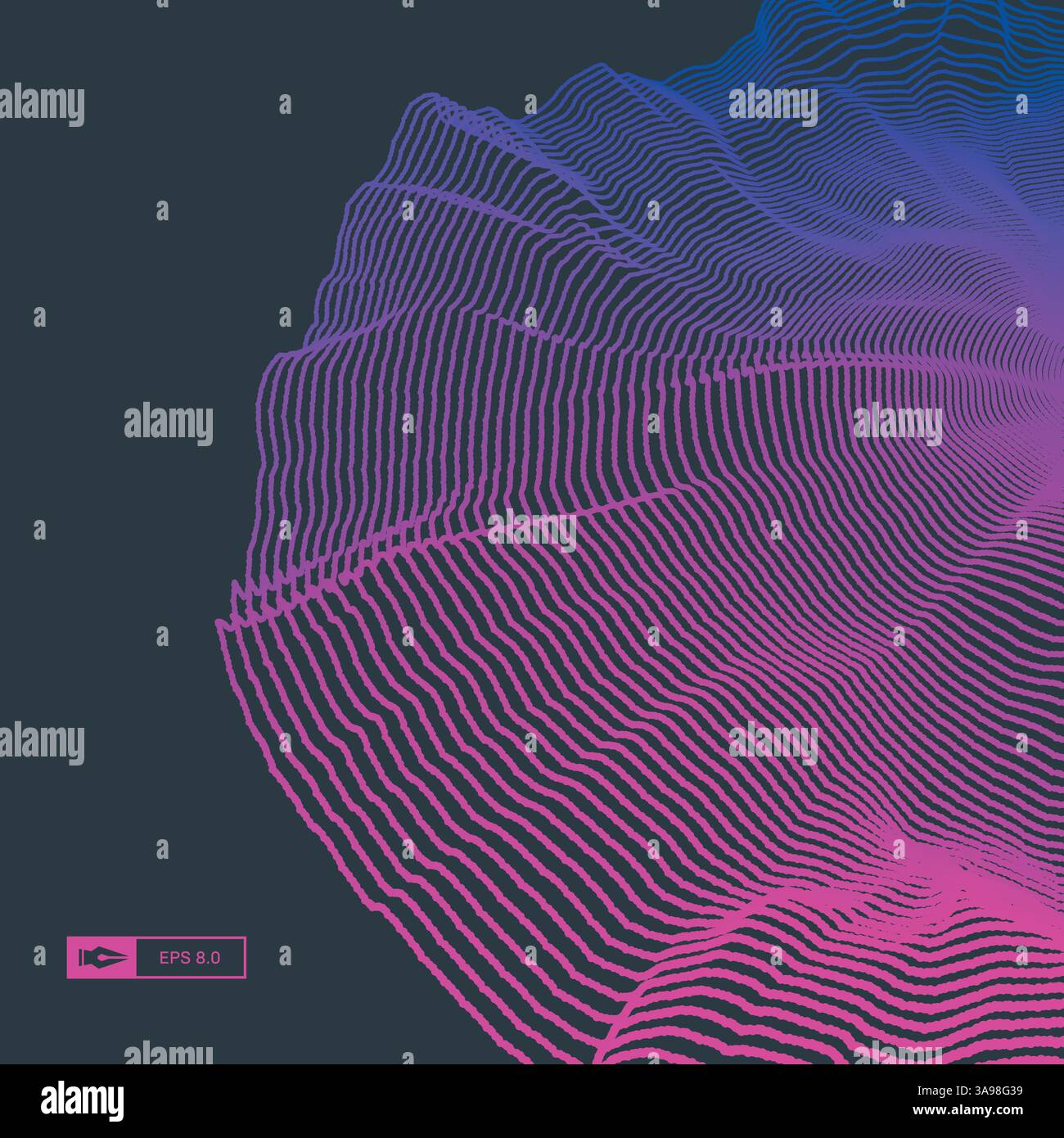 Wave Background. Abstract Vector Illustration. 3D Technology Style. Network Design with Particle ...