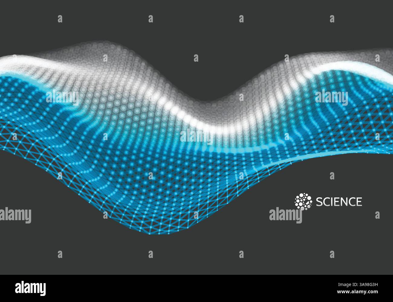 Wave with Connected Lines and Dots. Glowing Grid. Connection Structure ...