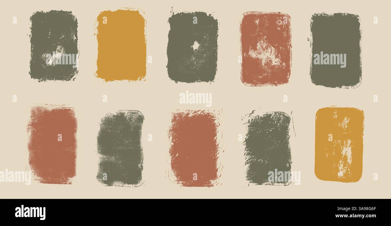 Rectangles callouts frames. Organic color grunge text boxes. Linocut ...