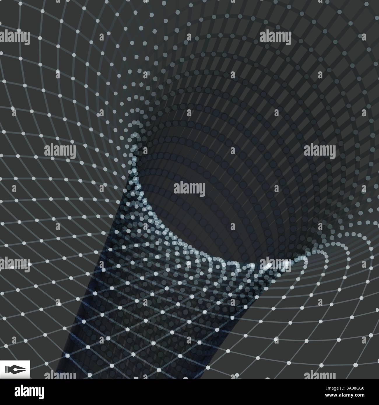 Abstract Tunnel Grid. 3D Surface Looks Like Funnel. Perspective Grid ...