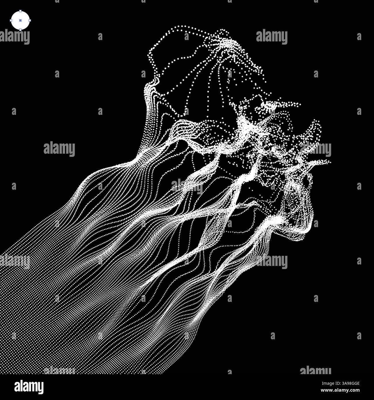 Array with Dynamic Emitted Particles. Water Splash Imitation. Abstract Background. Vector ...