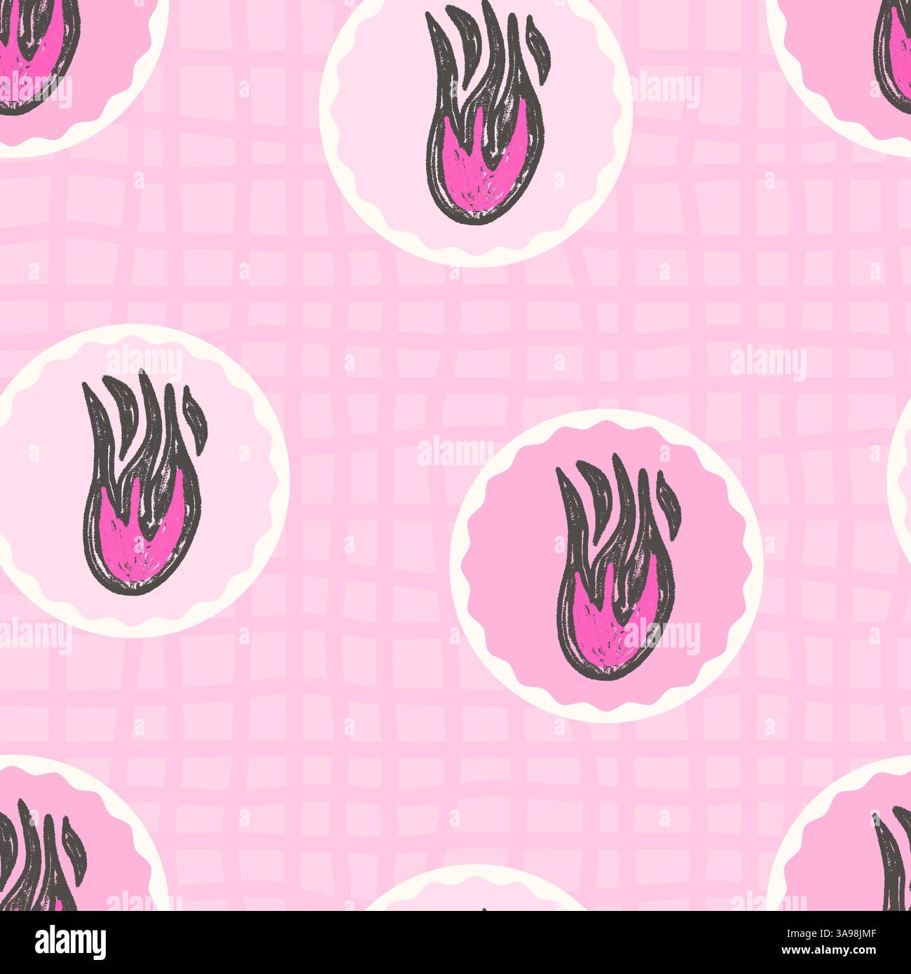 Fire seamless pattern. Flame on circle frame marker endless background ...