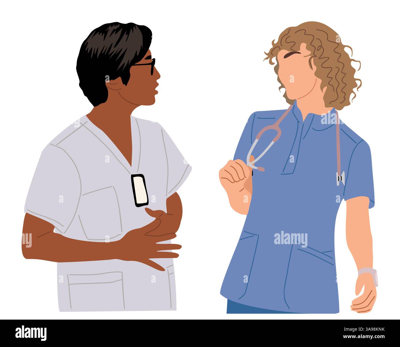 Two medical workers in scrubs uniform talking Stock Vector Image & Art ...