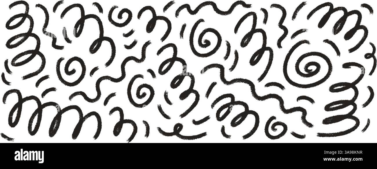 Crayon squiggle wavy shapes. wiggle hand drawn confetti set. Vector ...