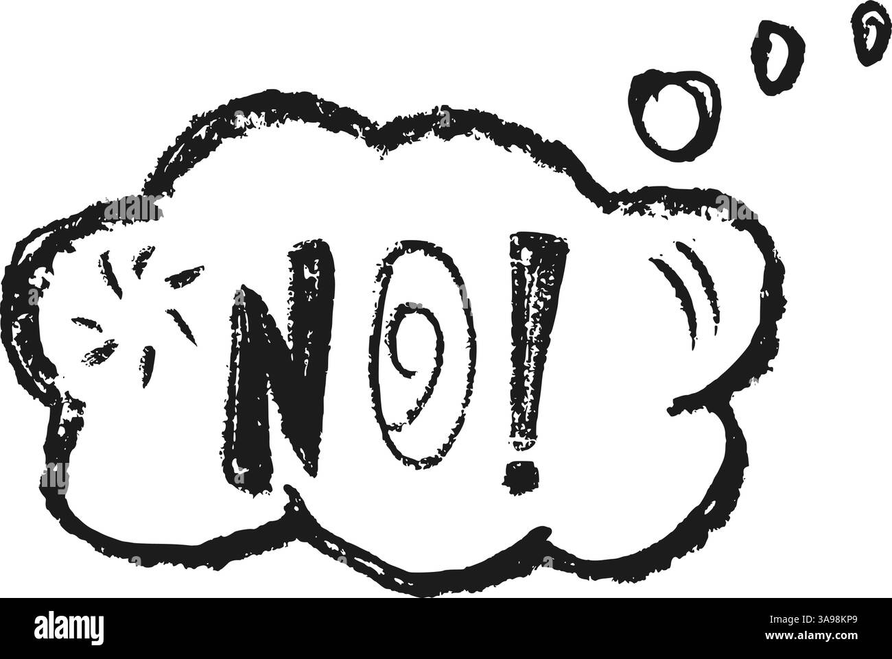 Speech thinking bubble with No sign. Curse crayon doodle text. Negative ...