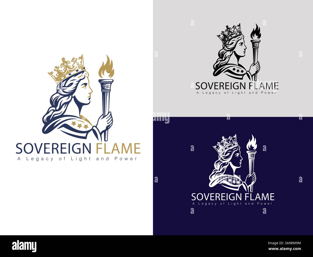 Regal Torchbearer Logo Design: A striking logo portraying a royal ...