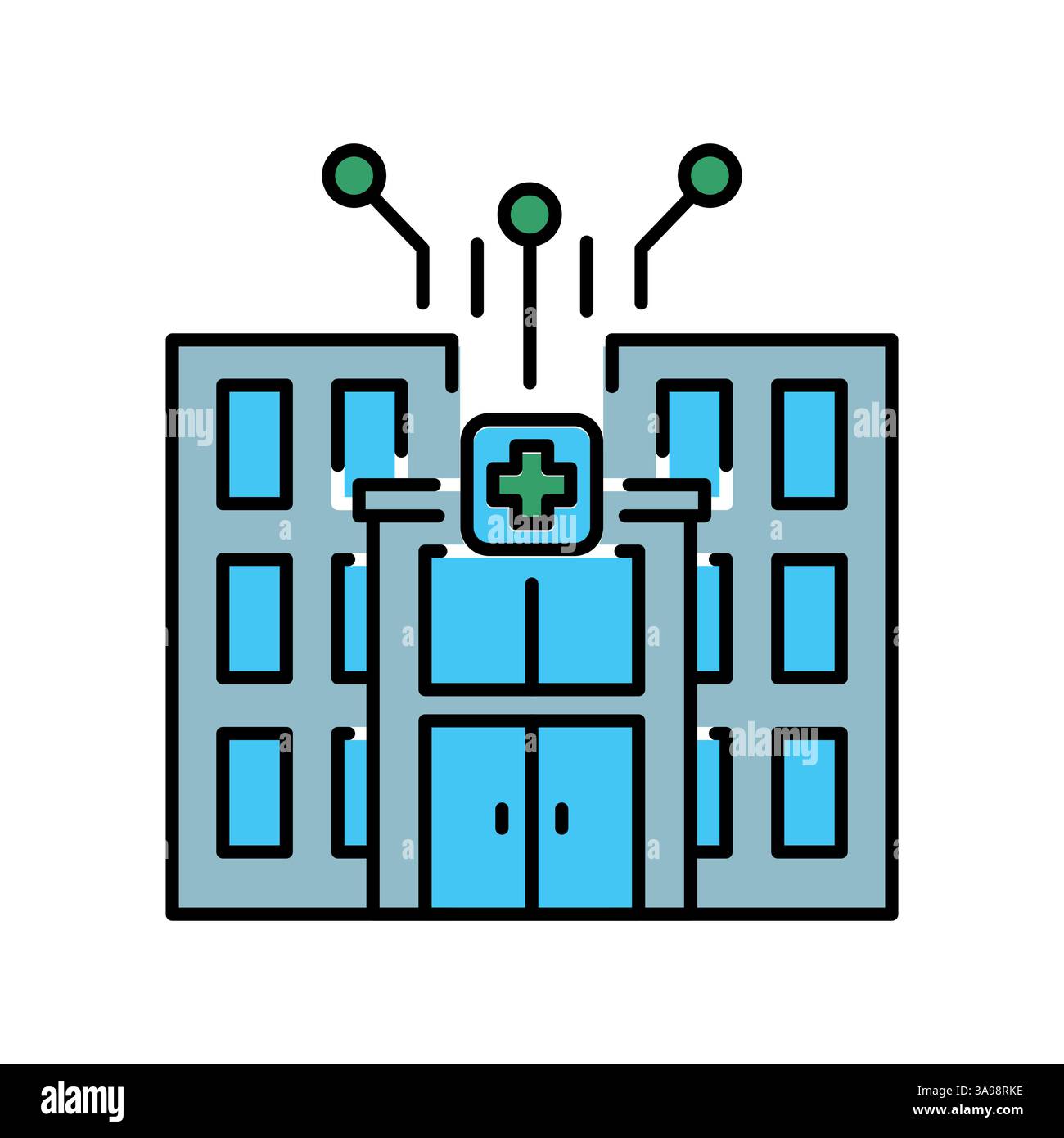 AI optimization of hospital work black line icon for digital and print ...