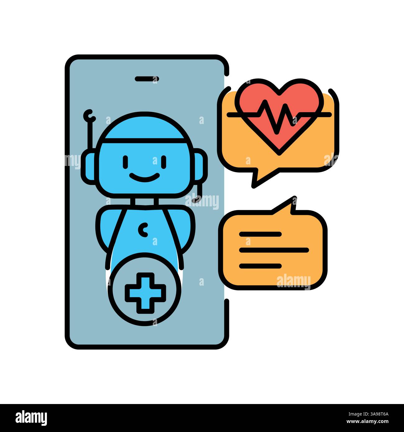AI Virtual Medical Assistant black line icon for digital and print ...