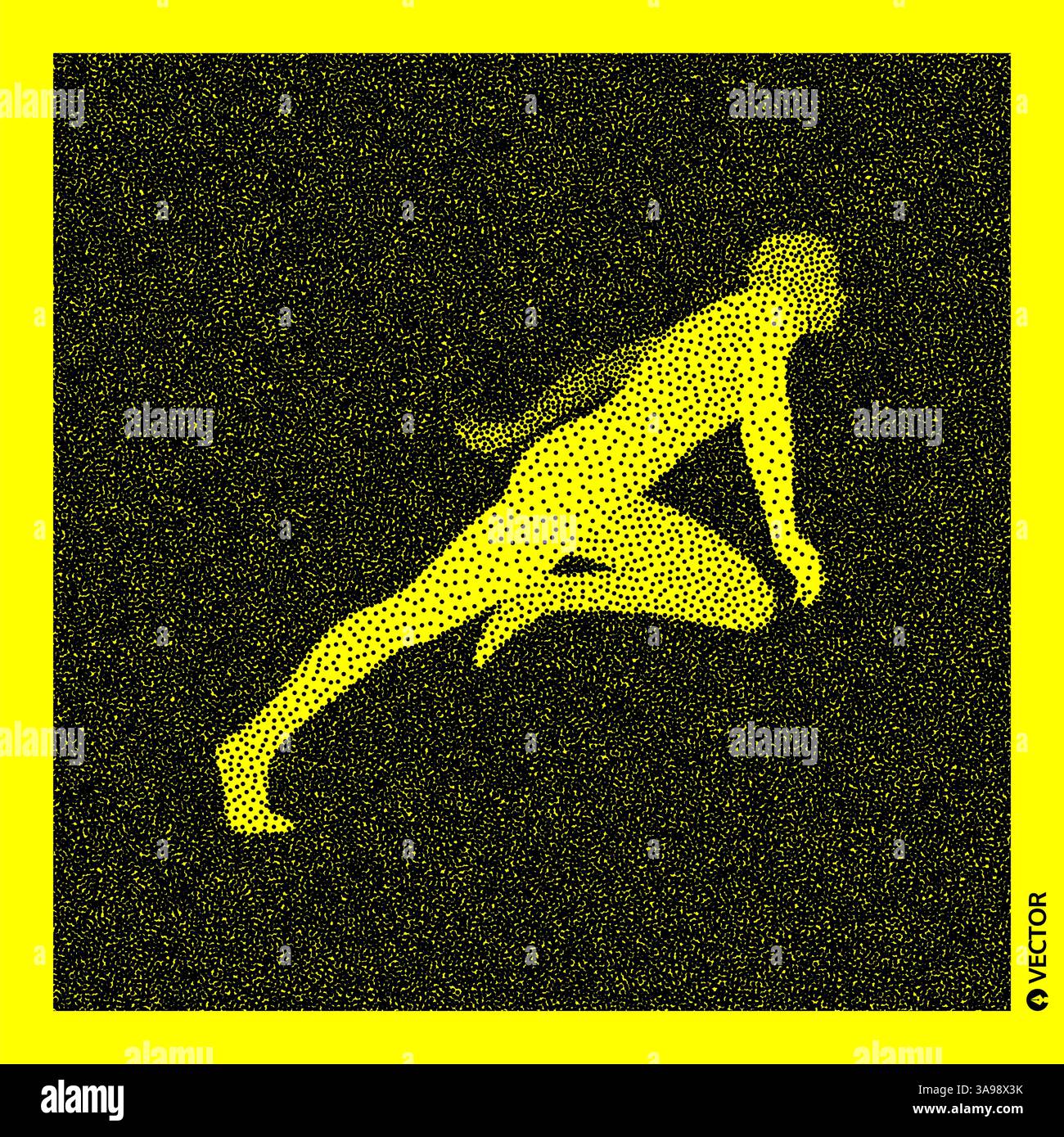 Running man. 3D Human Body Model. Black and yellow grainy design ...