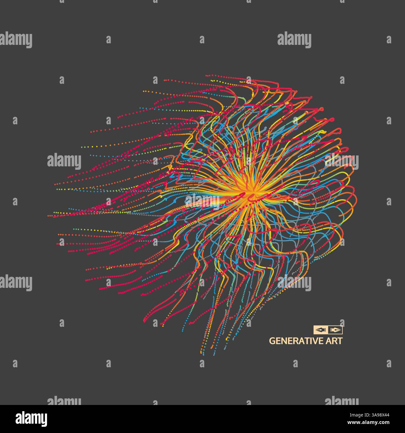 Array with dynamic particles. 3d futuristic technology style. Abstract background. Vector ...