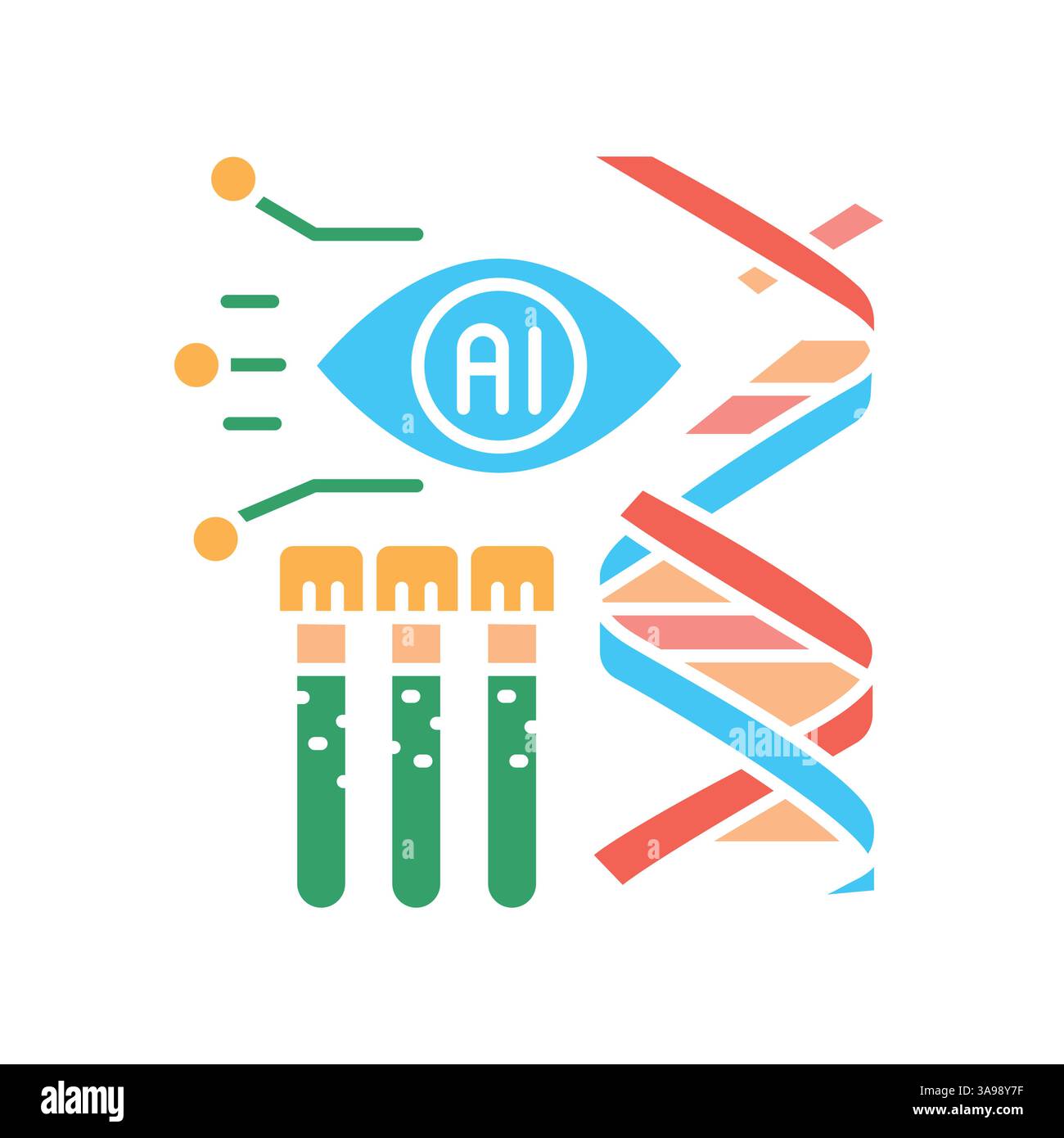 AI DNA analysis black line icon for digital and print projects. Minimal ...