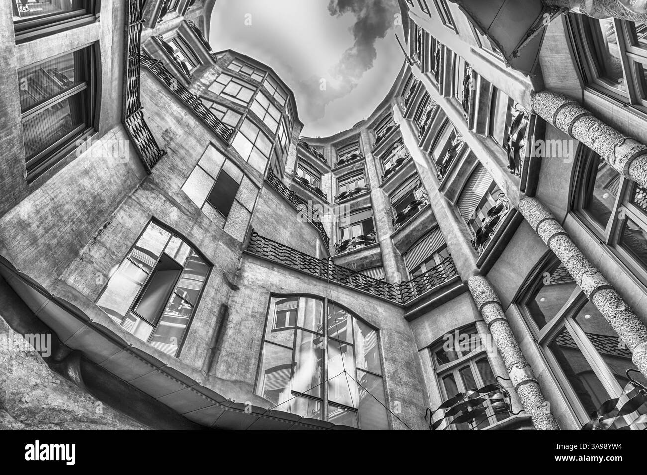 BARCELONA - AUGUST 9: View of the inner courtyard and atrium of Casa ...