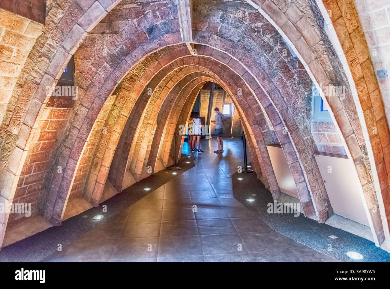 BARCELONA - AUGUST 9: Catenary arcs in the penthouse of Casa Mila, aka ...