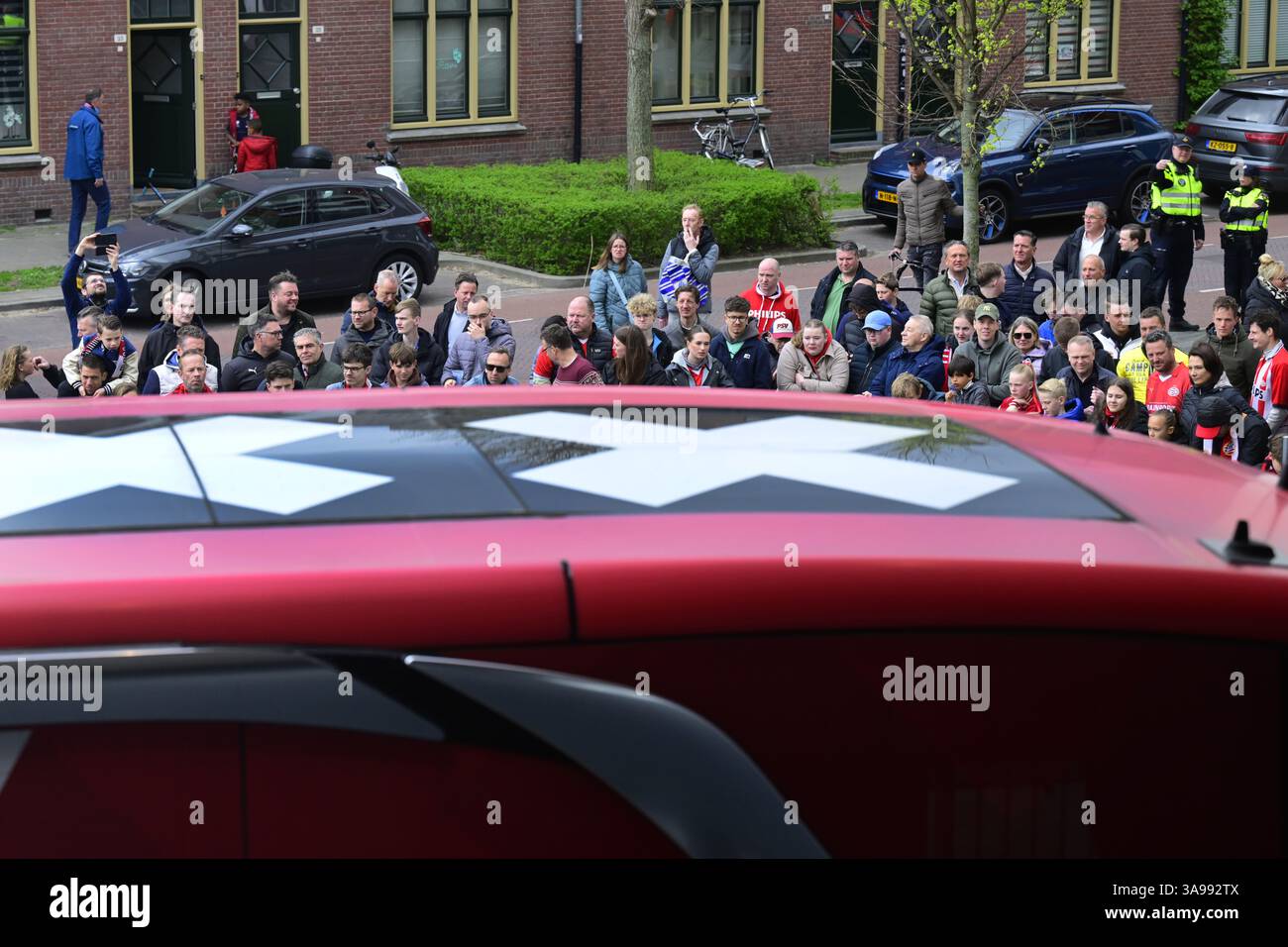 EINDHOVEN - The Ajax bus arrives for Dutch Eredivisie match between PSV ...