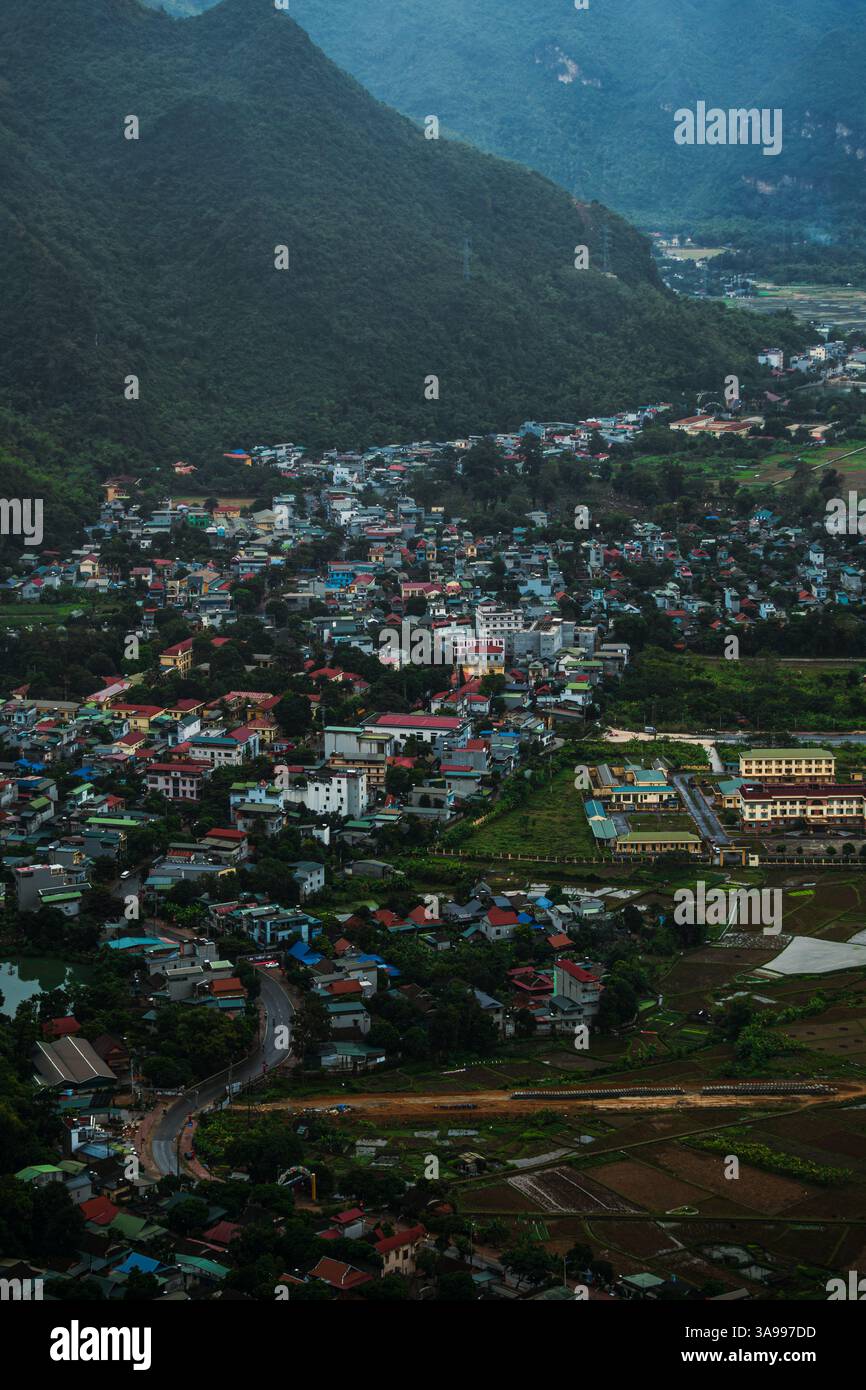 aerial view of Hoa Binh City in Vietnam Stock Photo - Alamy