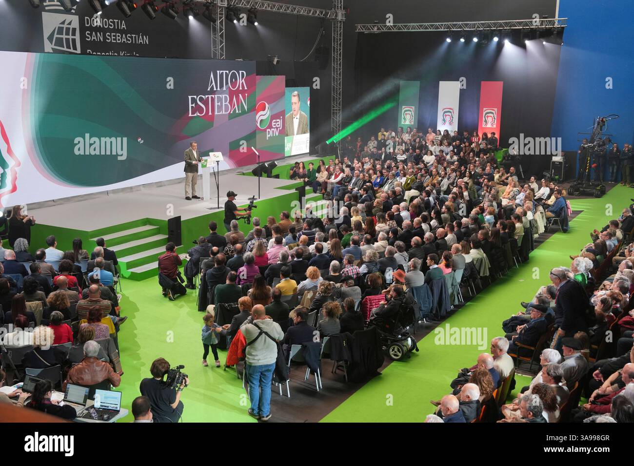 The new president of the EBB of the PNV, Aitor Esteban, speaks during ...