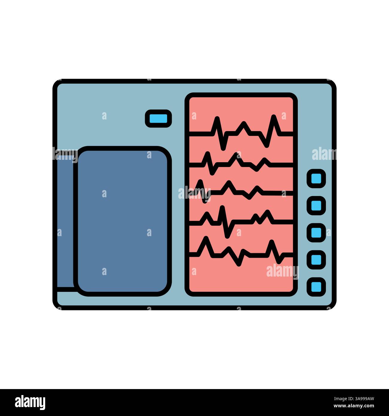 Portable electrocardiograph black line icon for digital and print ...