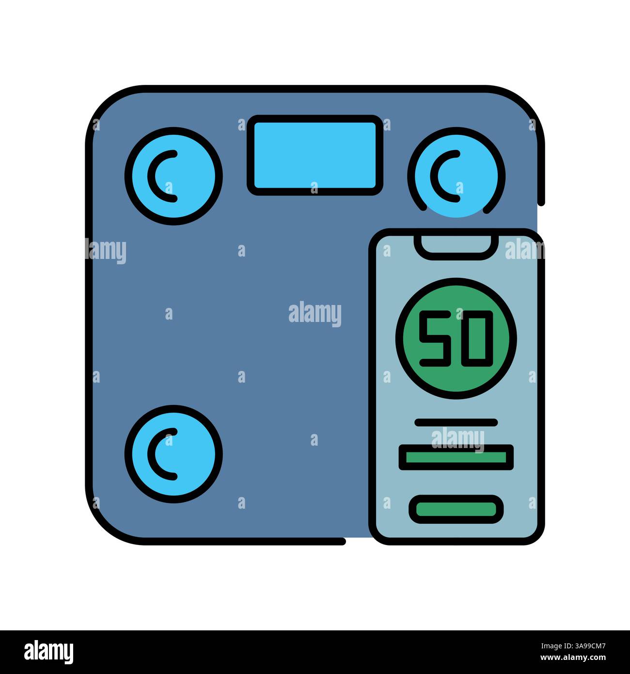 smart scales black line icon for digital and print projects. Minimal ...