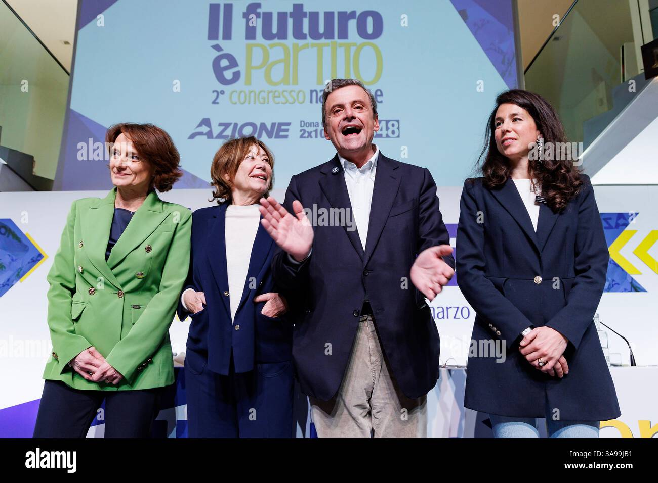 Roma, Italia. 30th Mar, 2025. Carlo Calenda e, da sx, Elena Bonetti ...