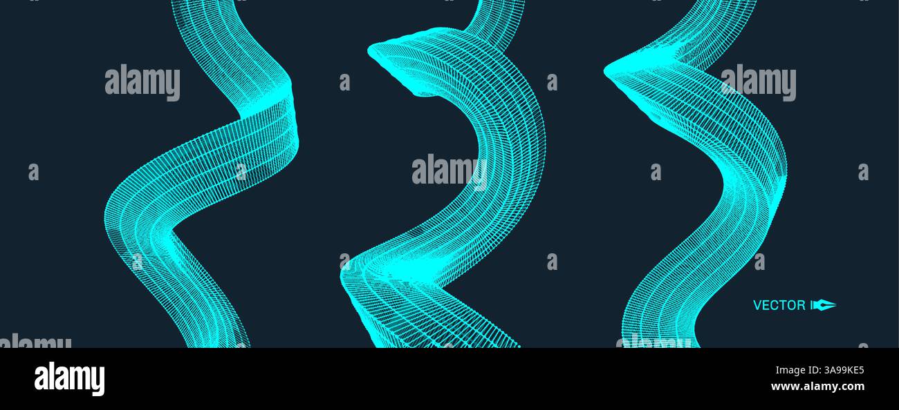 Wavy background with motion effect. 3d technology style. Vector ...
