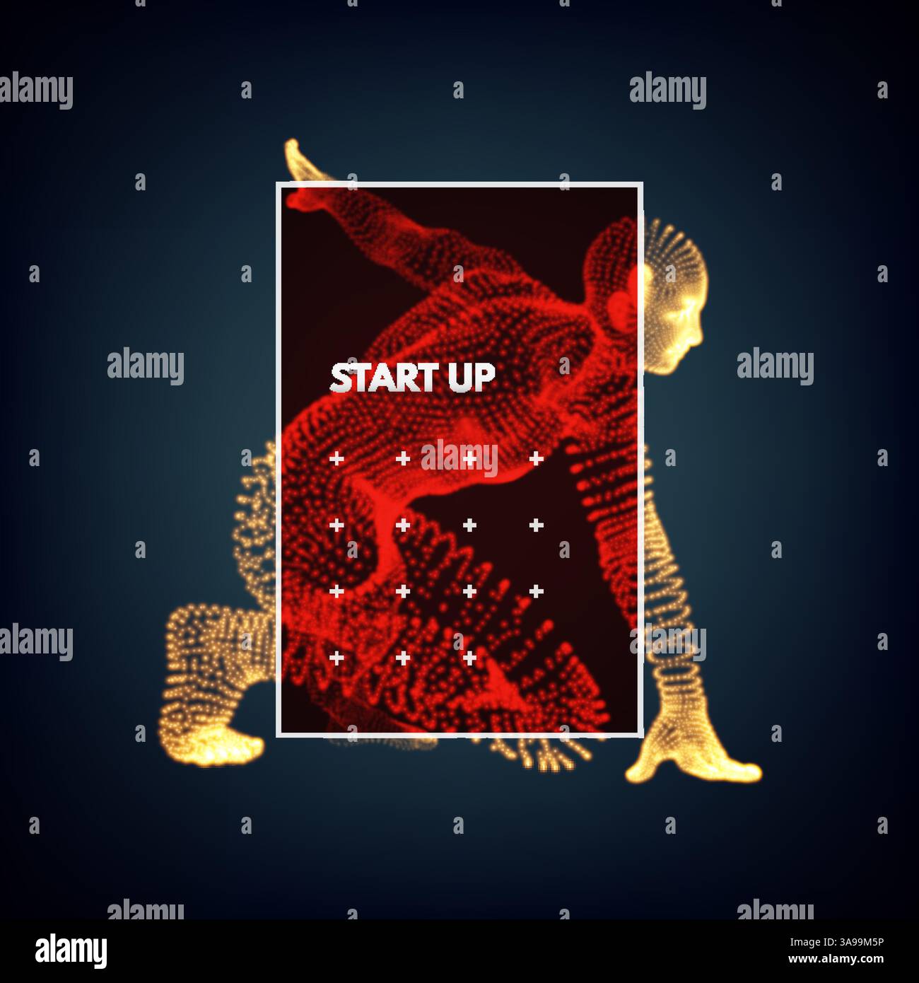 Start up business concept. Athlete at starting position. Runner ready ...