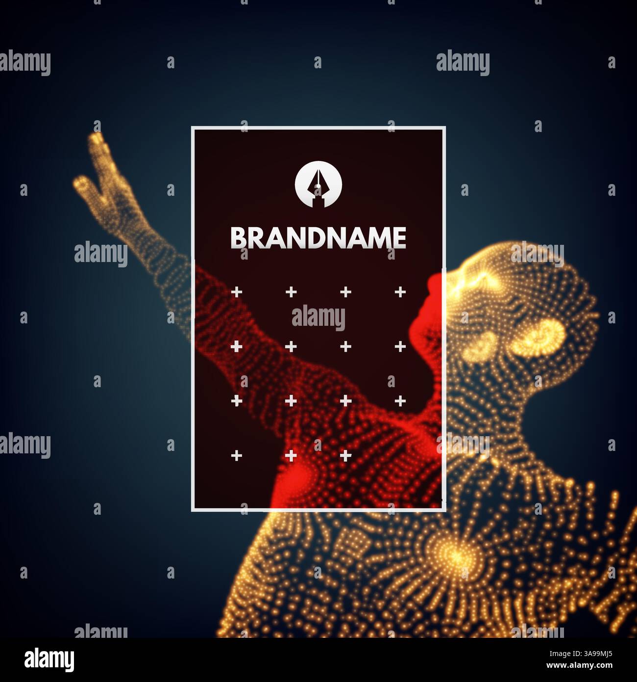 Man points to something by hand. 3d model of man. Vector illustration ...