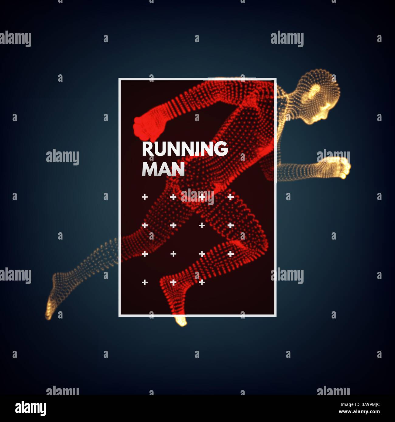 3d running man. Design for sport, business, science and technology. Vector illustration. Human ...