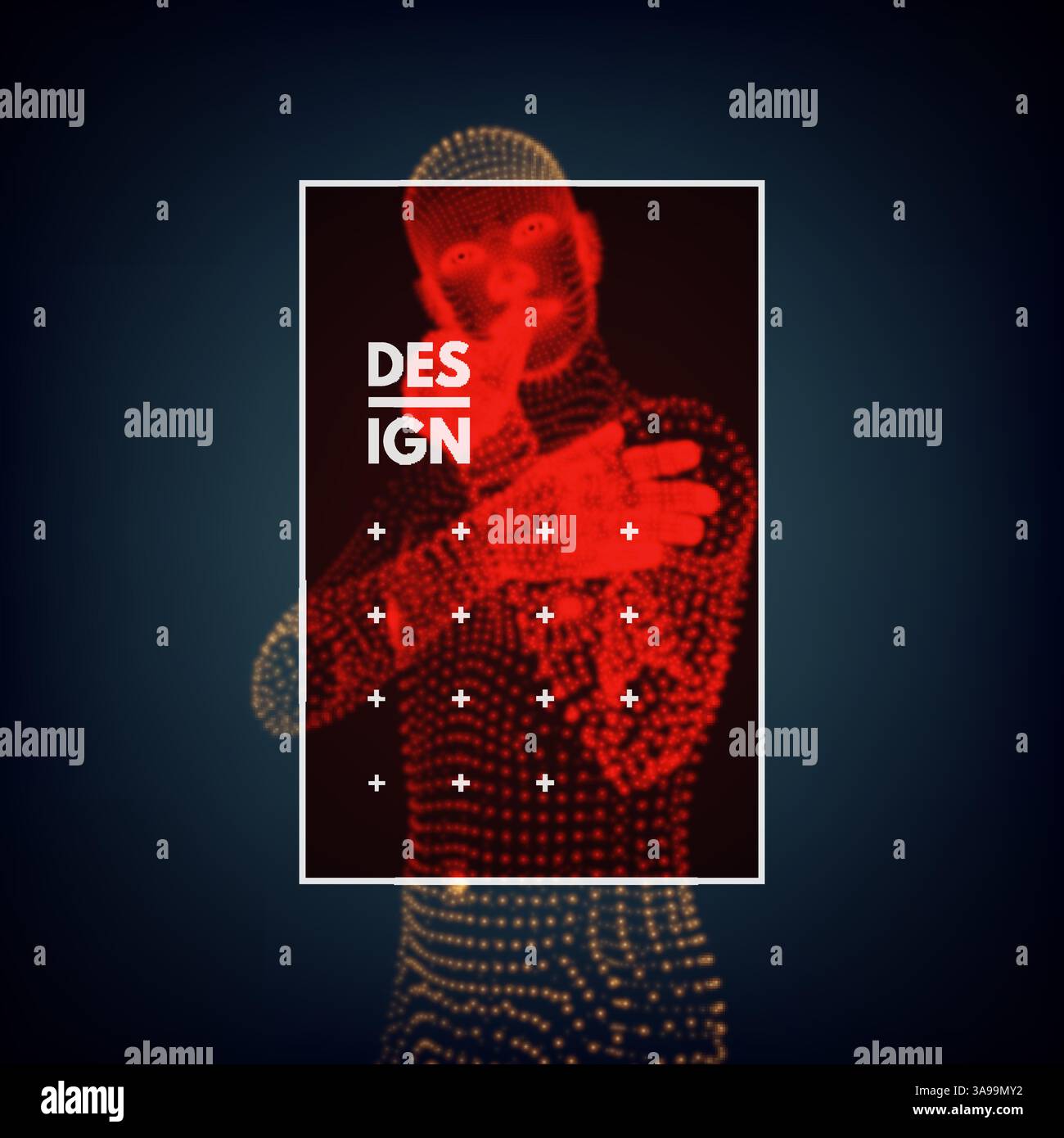 Man in a thinker pose. 3d model. Psychology or philosophy concept. Idea ...