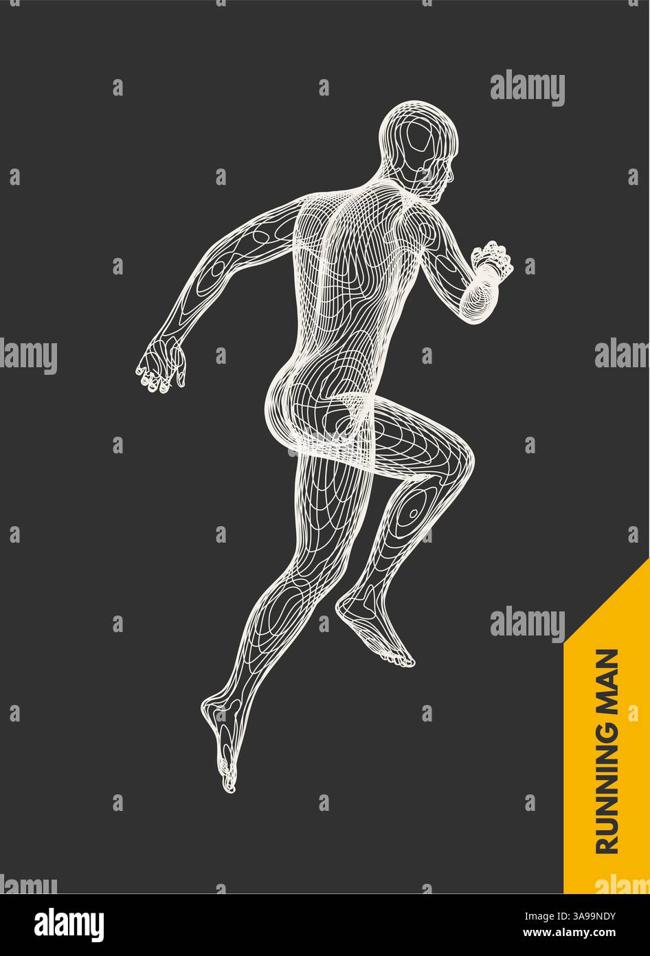 3d running man. Design for sport, business, science and technology. Vector illustration. Human ...