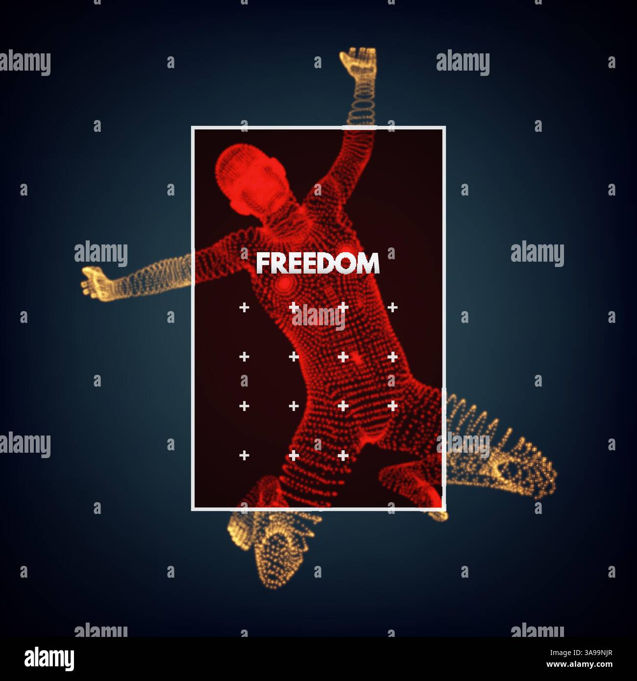 Business, freedom or happiness concept. 3d model of man. Human body ...