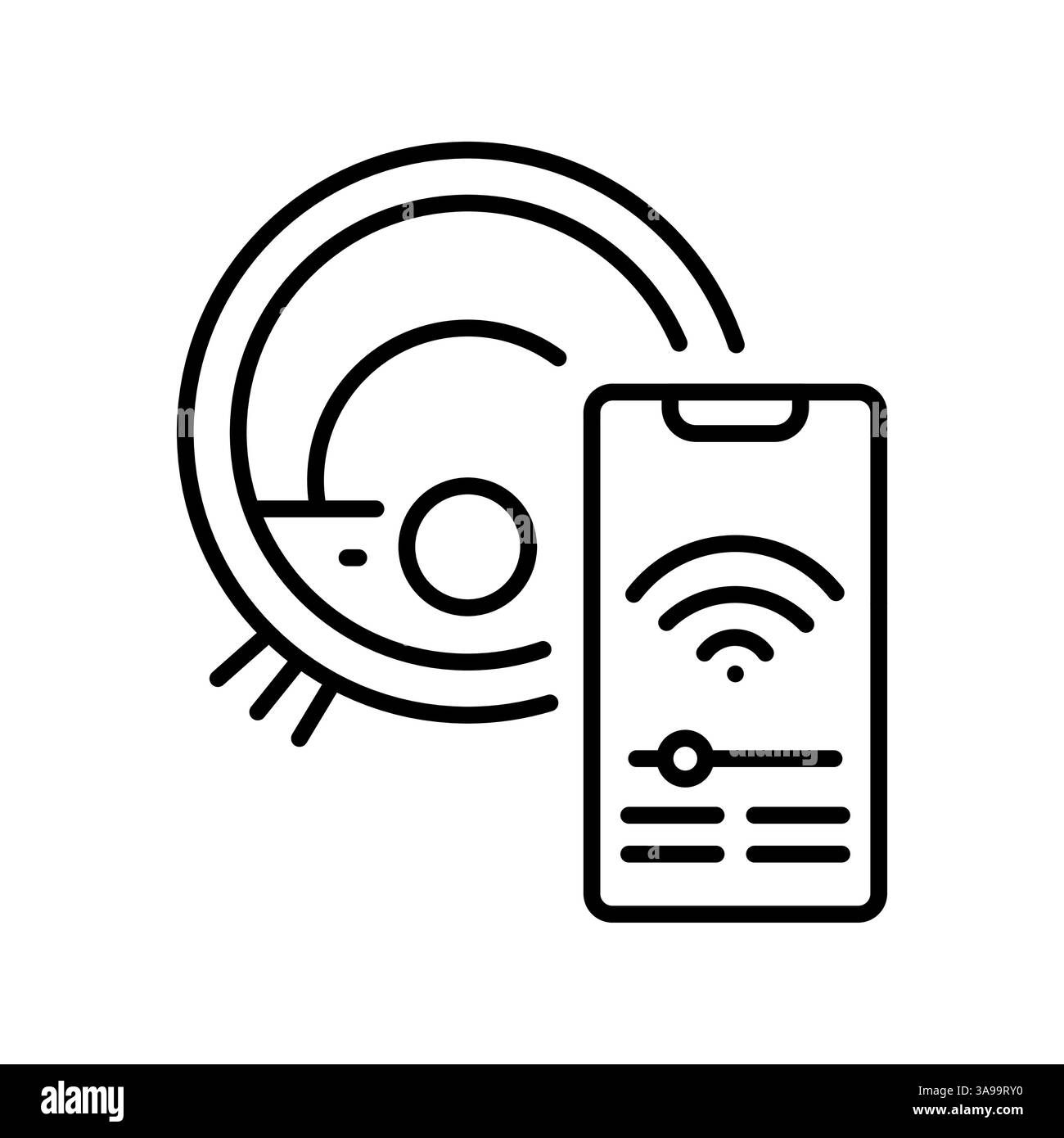 robot vacuum cleaner black line icon for digital and print projects ...