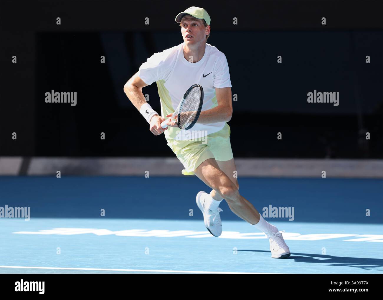 Italian tennis player Jannik Sinner (ITA) in action at the Australian ...