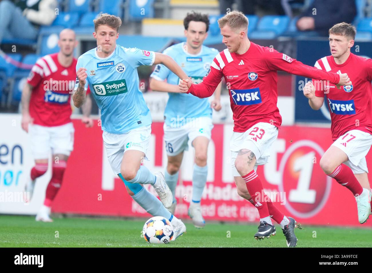 Haderslev, Denmark. 30th Mar, 2025. Superligakampen mellem Soenderjyske og Silkeborg IF paa ...