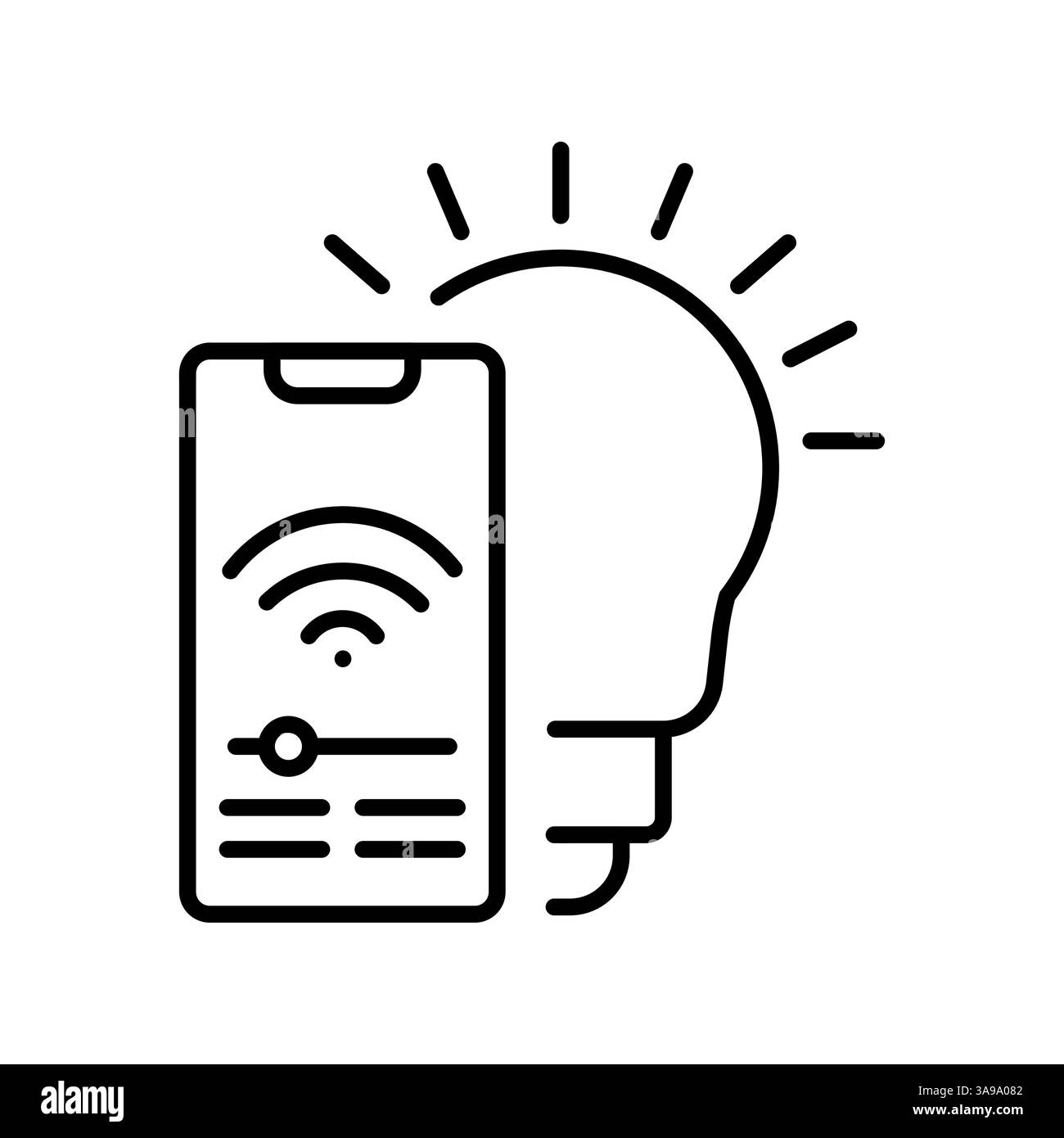 Smart lamp black line icon for digital and print projects. Minimal ...