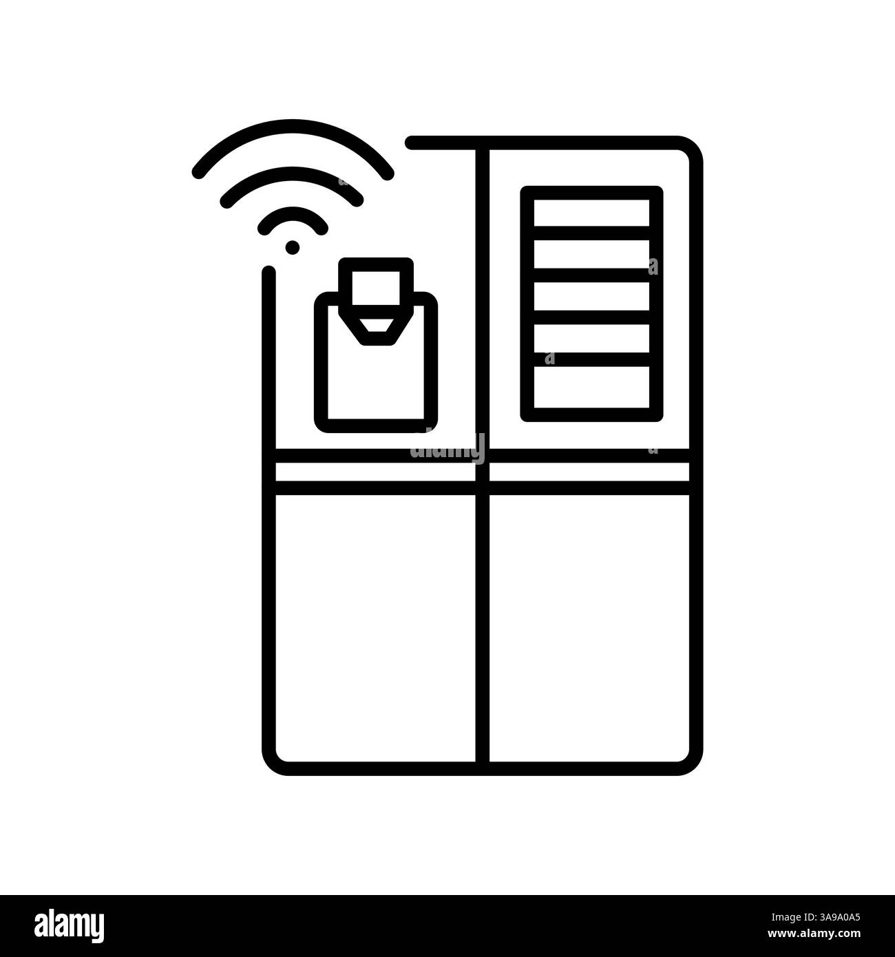 smart refrigerator black line icon for digital and print projects ...