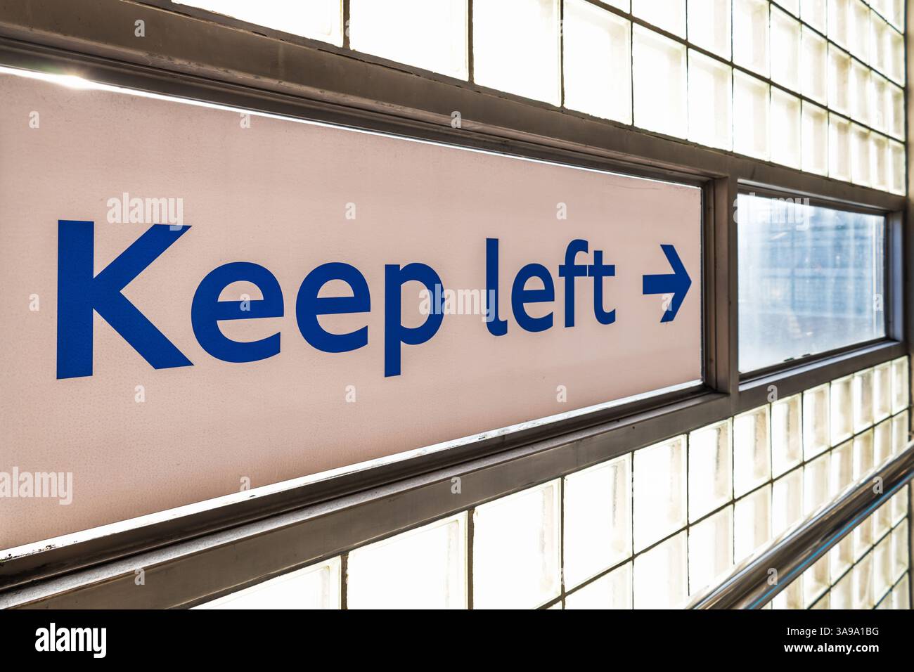 Keep Left Directional Sign on Wall with Arrow in Public Transportation ...