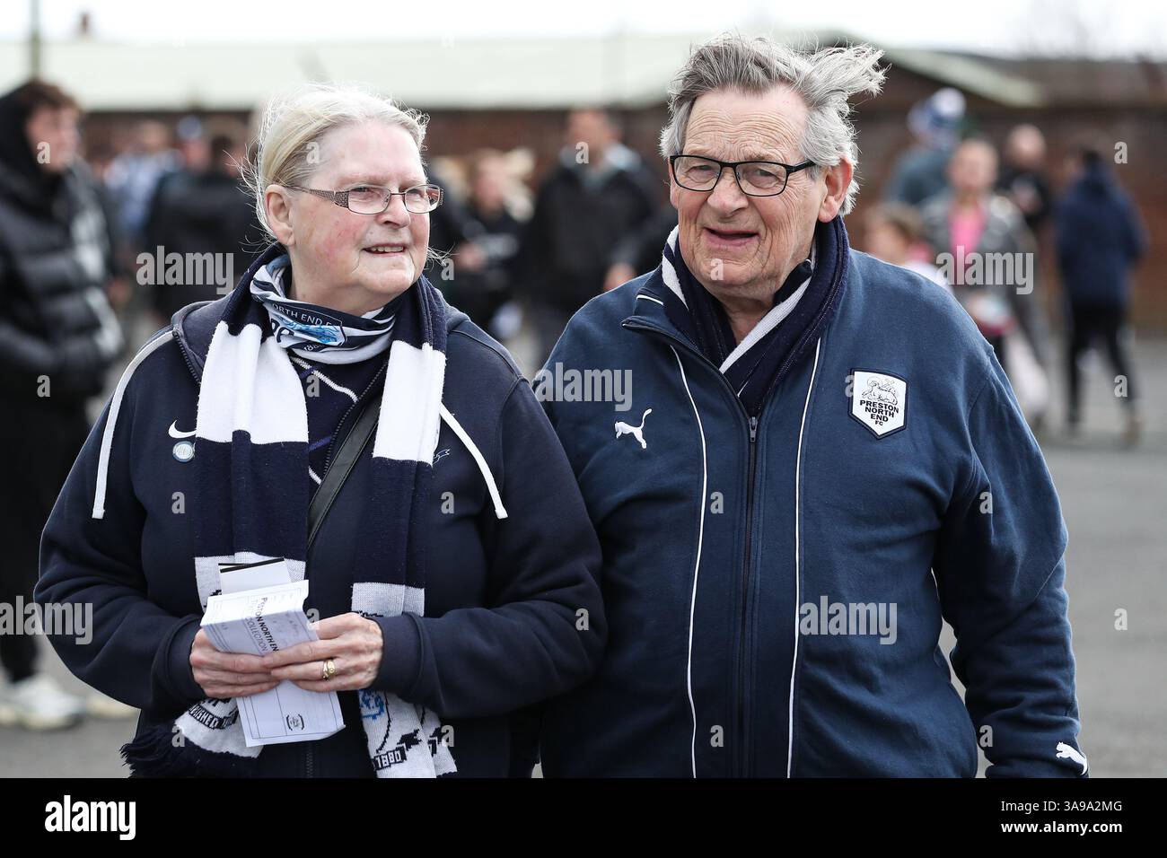 Preston, UK. 30th Mar, 2025. Preston North End fans arrive at stadium ...