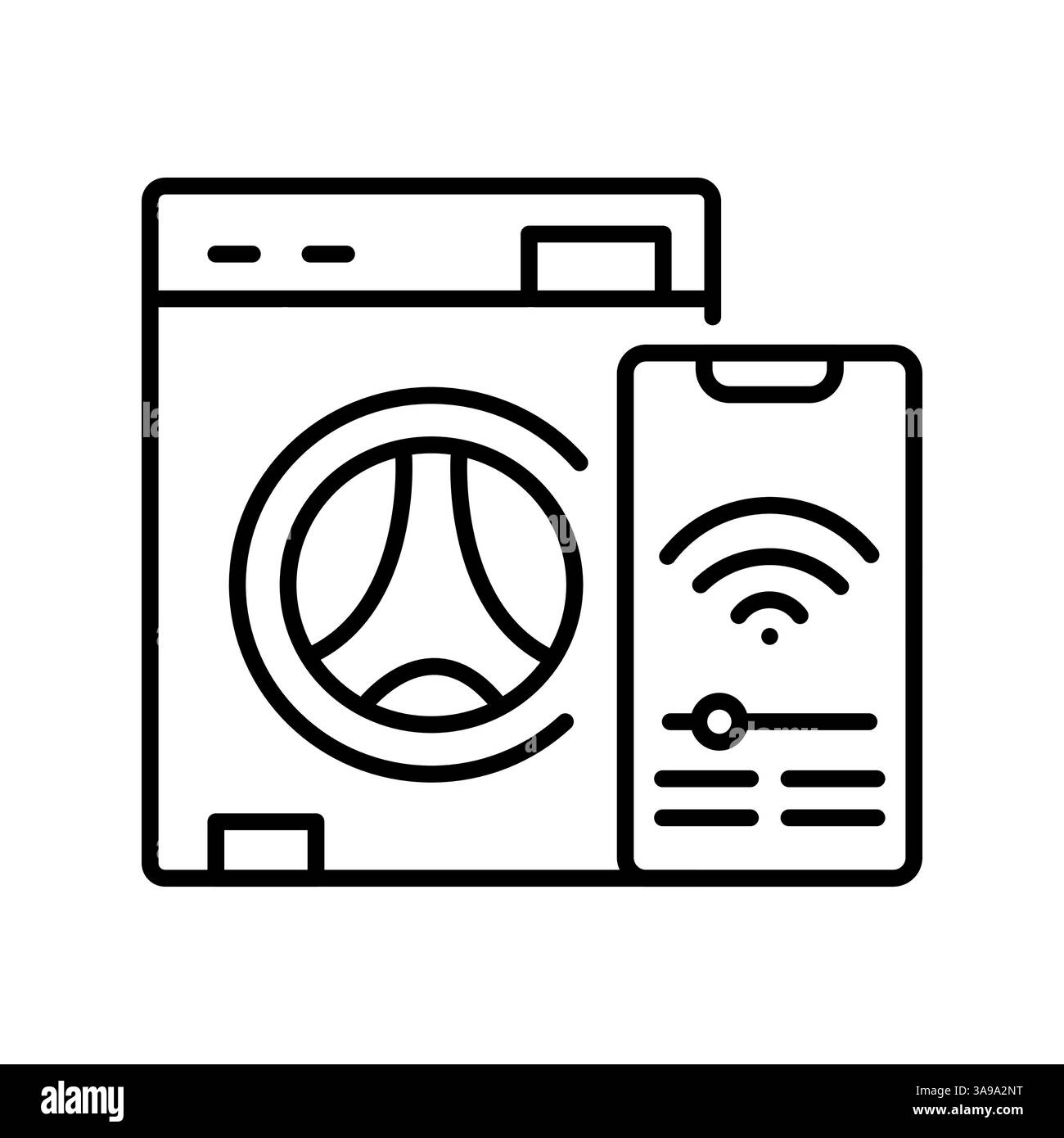 smart washing machine black line icon for digital and print projects ...