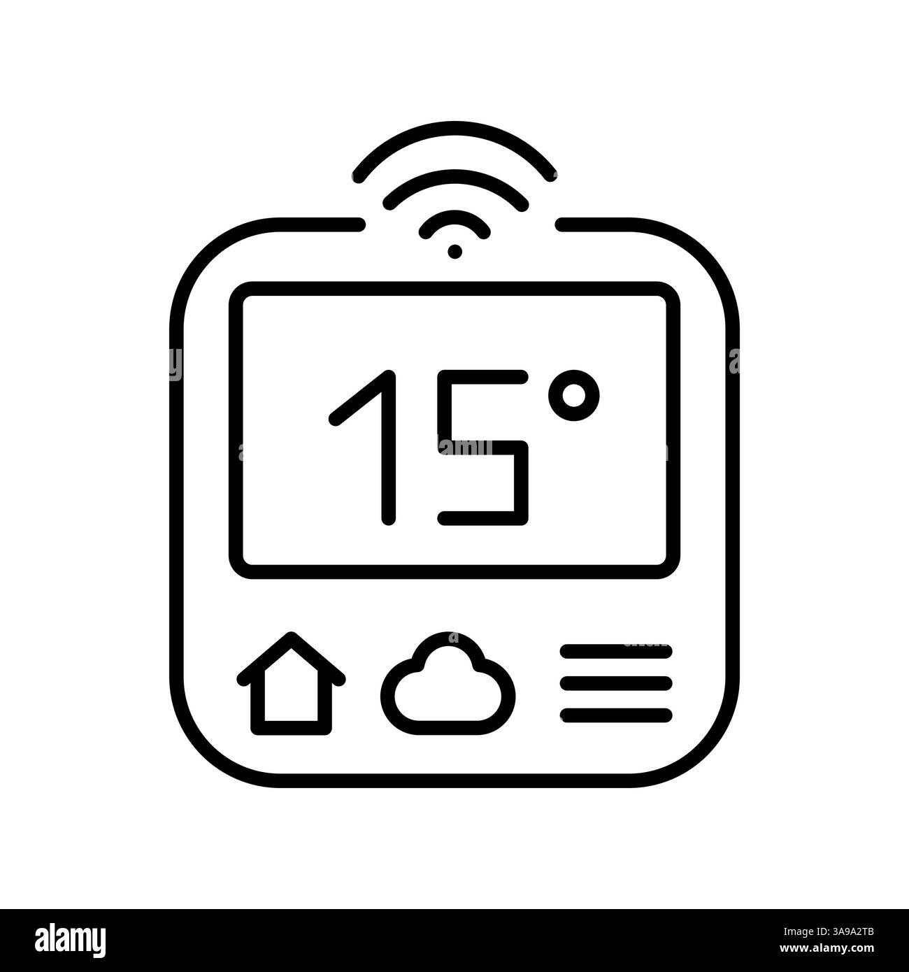 Smart thermostat black line icon for digital and print projects ...