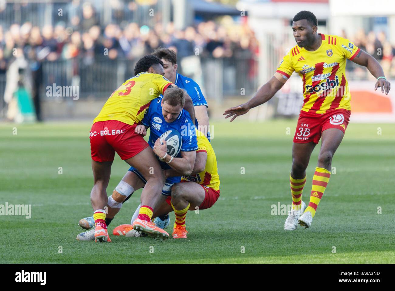 Vannes, France. 29th Mar, 2025. John Porch of Vannes and Alivereti ...