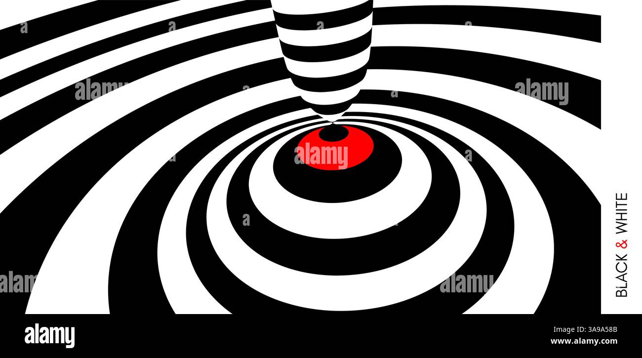 Target hit in the center. Black and white design with optical illusion ...