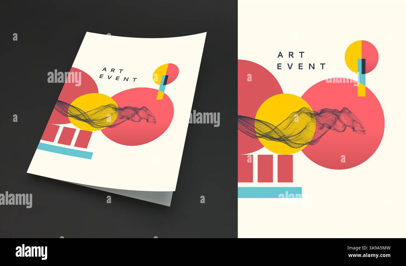 Art event invitation template in Japanese style. Abstract background ...