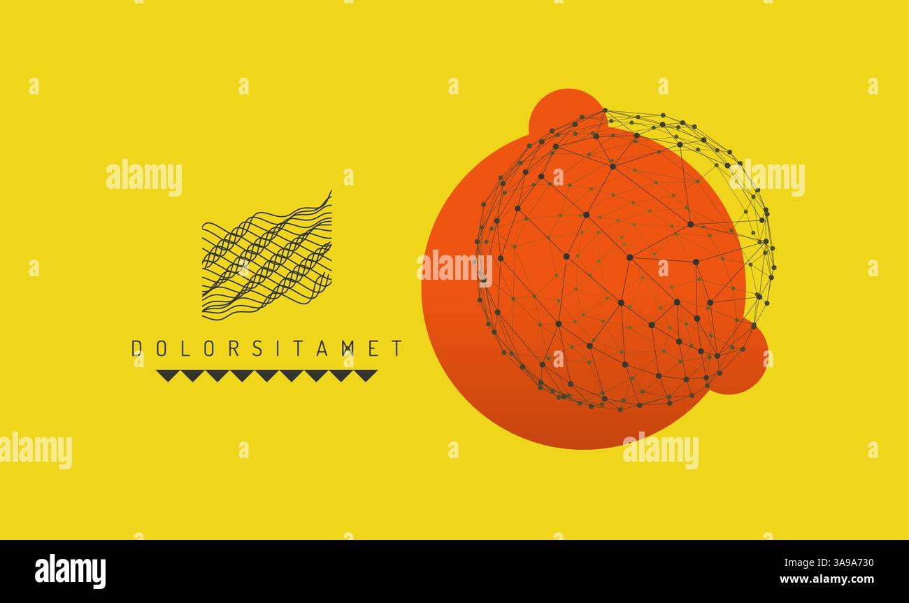 Sphere with connected lines and dots. Global digital connections ...